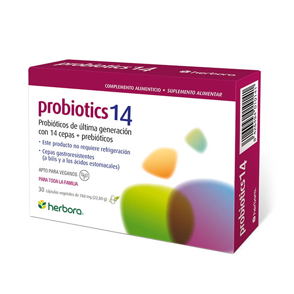 Probiotics14 30cápsulas- prebiótico- probiótico- flora intestinal.