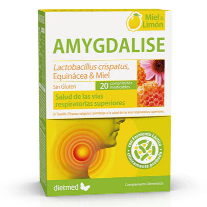 AMYGDALISE sabor miel & limón (20 comprimidos masticables) - faringiti